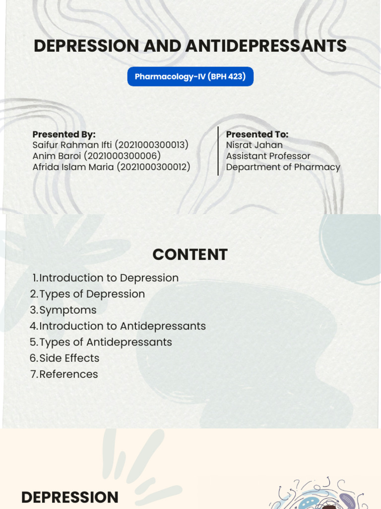 Understanding Depression & Antidepressants | PDF | Antidepressant ...