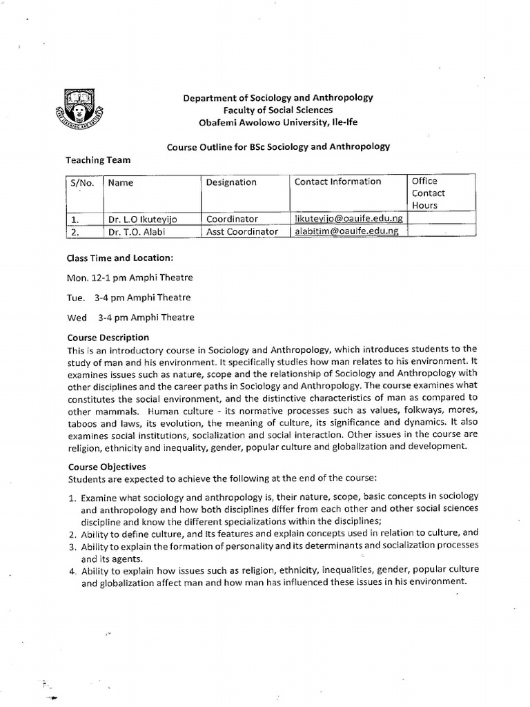 SSC 101 Course Outline | PDF