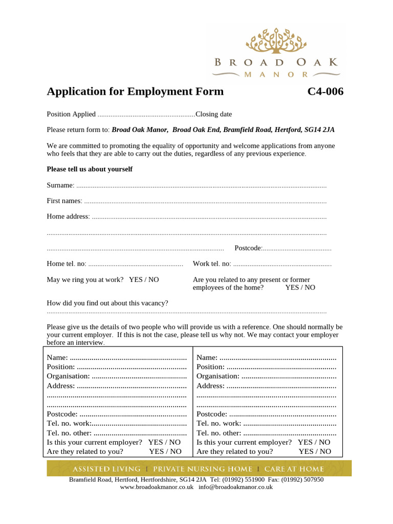 C4-006 Application For Employment | PDF | Employment | Criminal Record