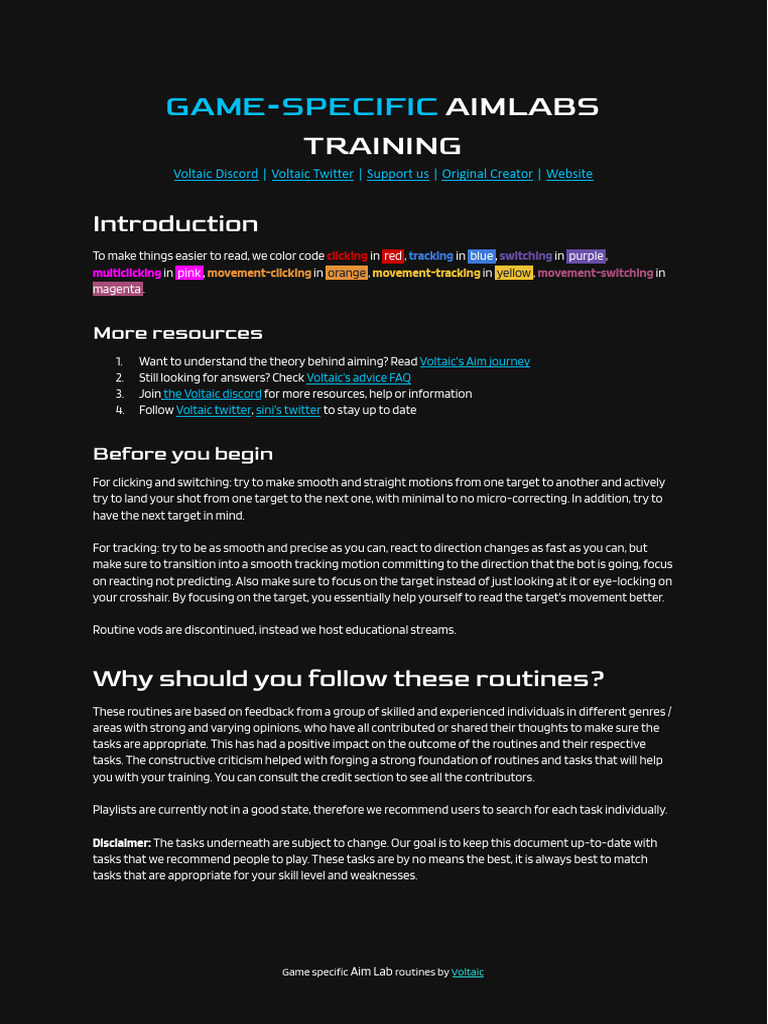 Voltaic x Aimlabs - Game Specific Aim Training Routines (1) | PDF