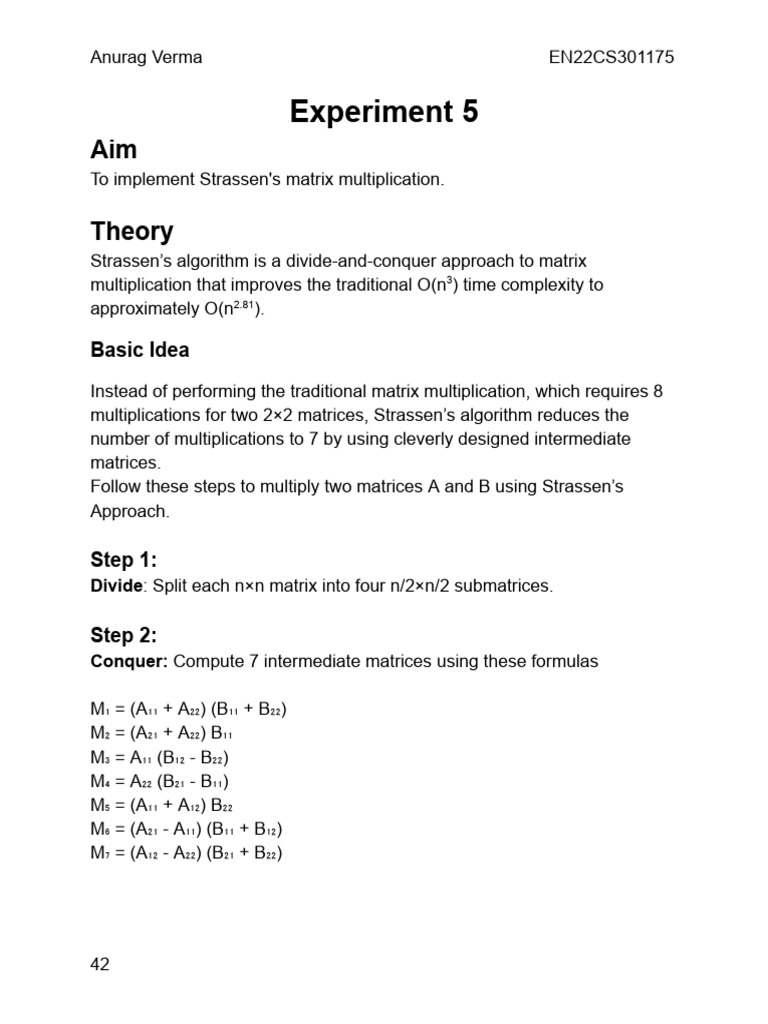 Strassen's Matrix Multiplication Explained | PDF | Matrix (Mathematics ...
