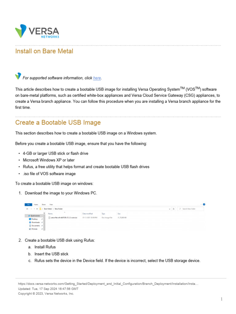 Versa - Create A Bootable USB Image | PDF | Booting | Usb Flash Drive
