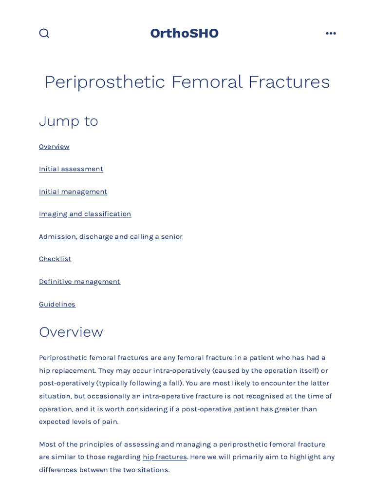 Periprosthetic Femoral Fractures - OrthoSHO | PDF | Hip | Injury