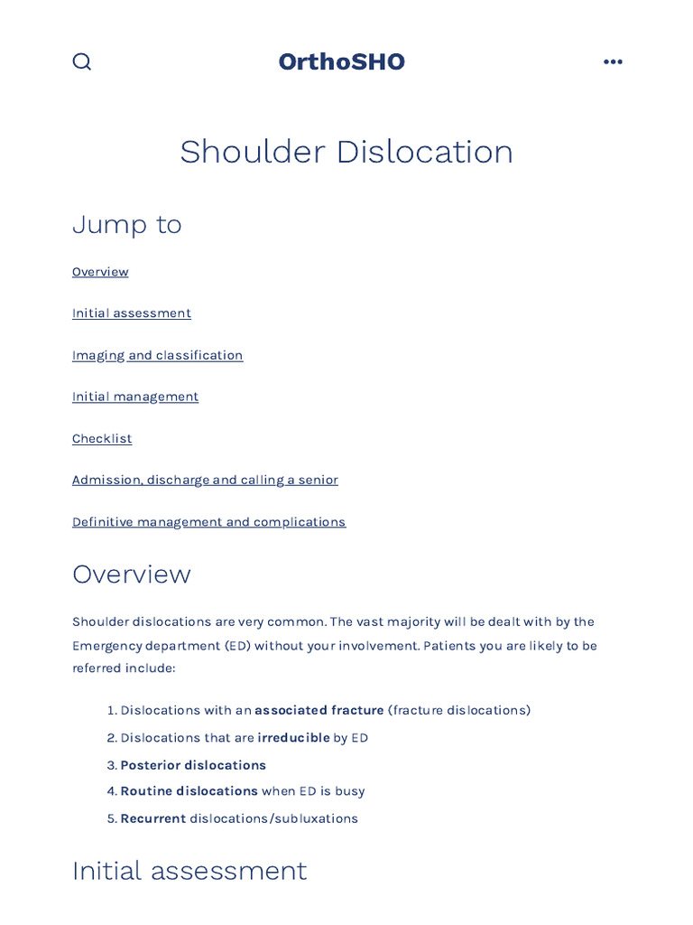 Shoulder Dislocation - OrthoSHO | PDF | Shoulder | Musculoskeletal ...