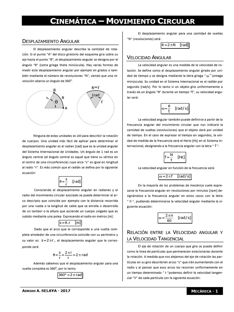 001 - Mecánica - Cinemática - Movimiento Circular (2017) | PDF ...