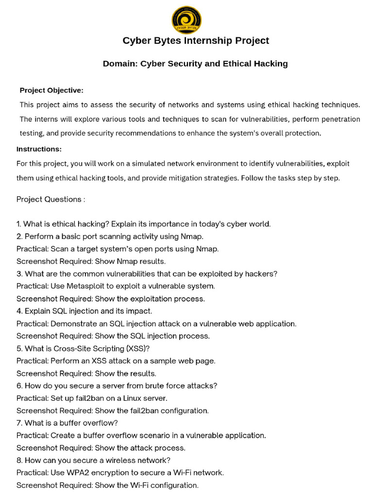Cyber Security Internship Project Guide | PDF | Security Hacker | Security