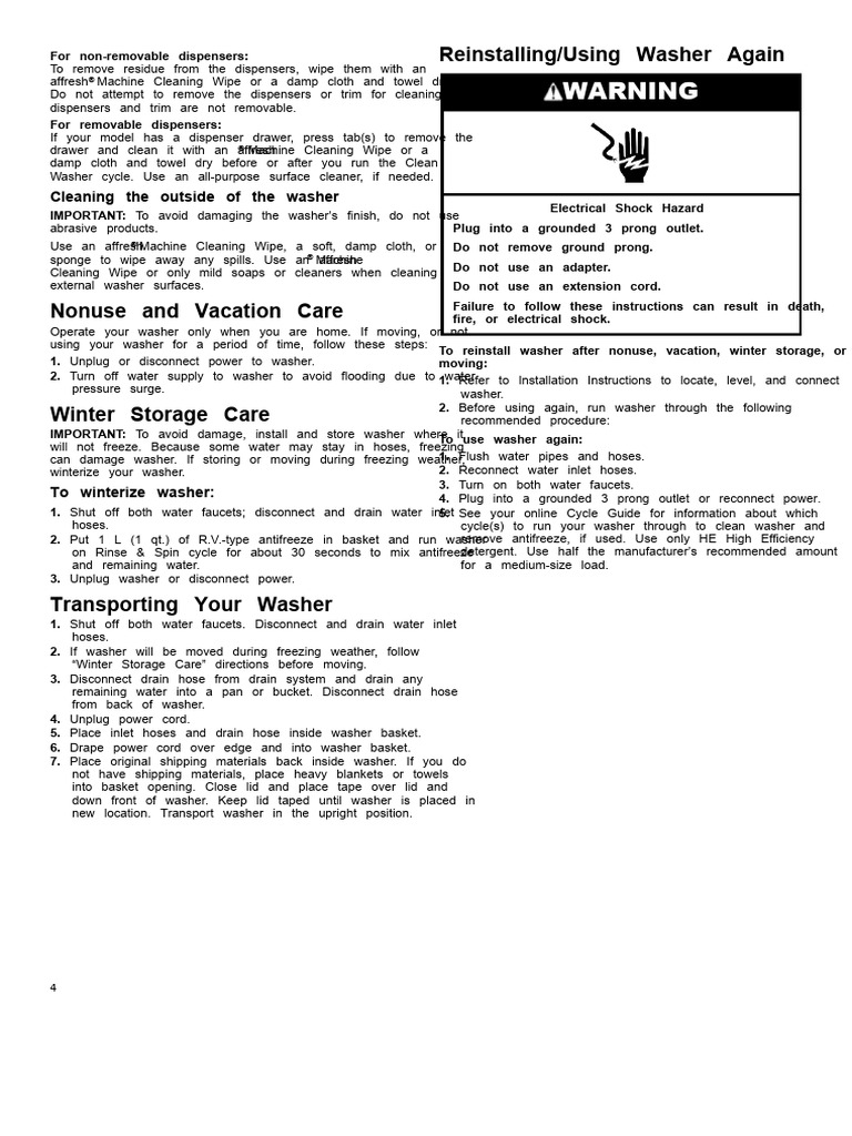 Maytag MVW4505MW Care & Maintenance Guide | PDF | Washing Machine ...