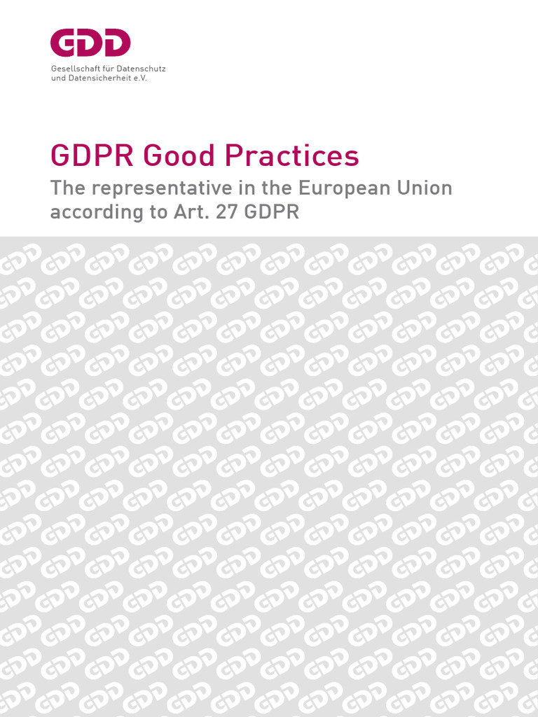 GDPR Good Practices The Representative in The EU According To Art | PDF ...