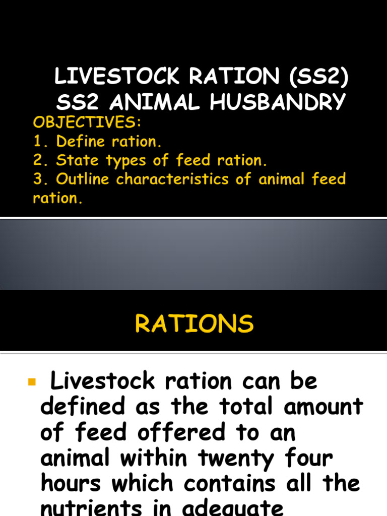 Livestock Ration (Ss2) Ss2 Animal Husbandry | PDF