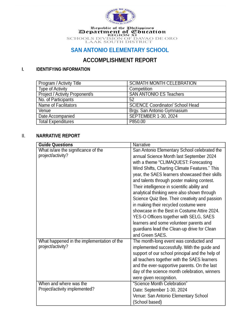 San Antonio Science Month Report 2024 | PDF | Behavior Modification ...