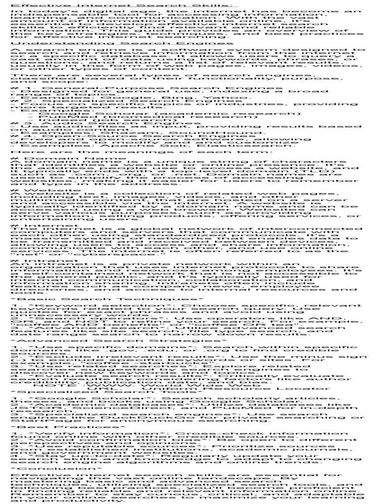 Effective InternetSearching Skills | PDF | Computer Network | Websites