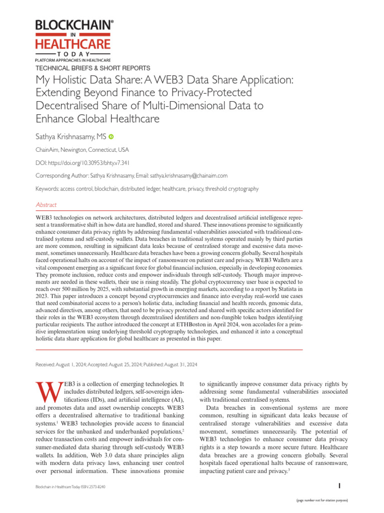 My Holistic Data Share A WEB3 Data Share Applicati | PDF | Encryption | Cryptography