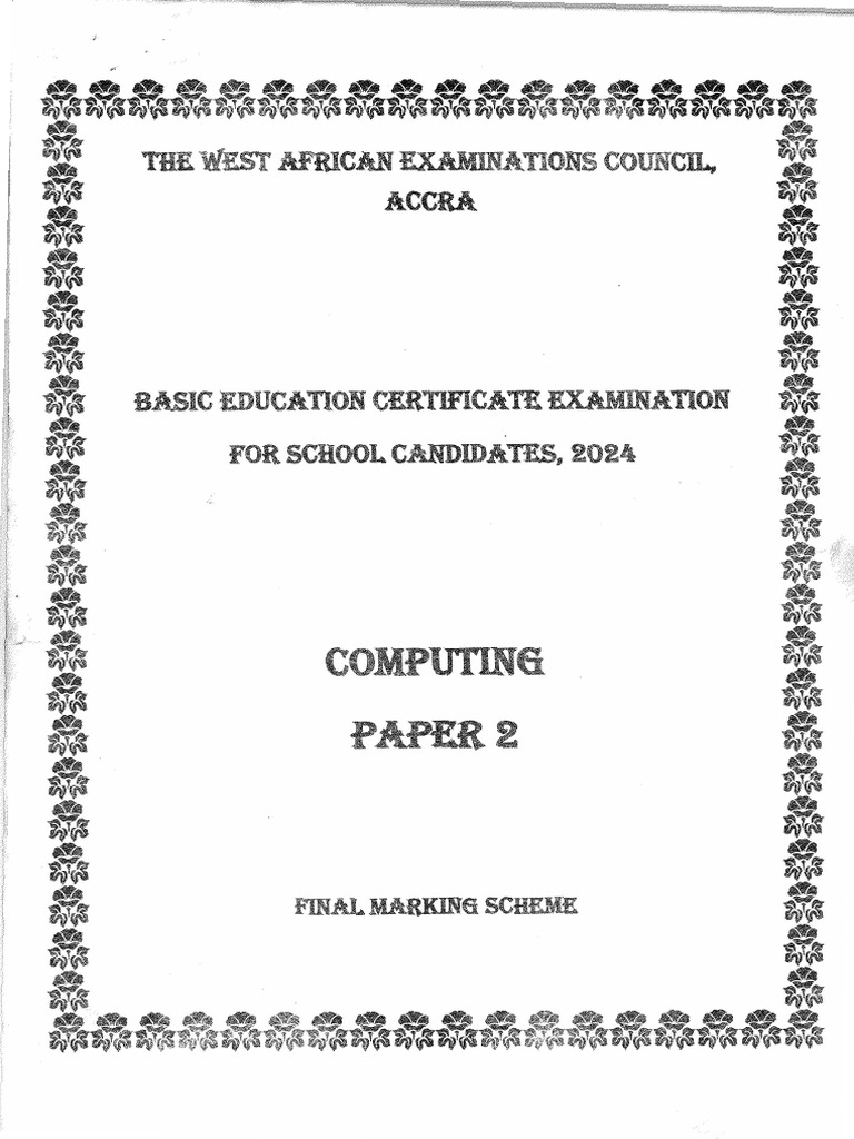Waec - Bece 2024 - Marking Scheme 2024 - No Water Mark | PDF