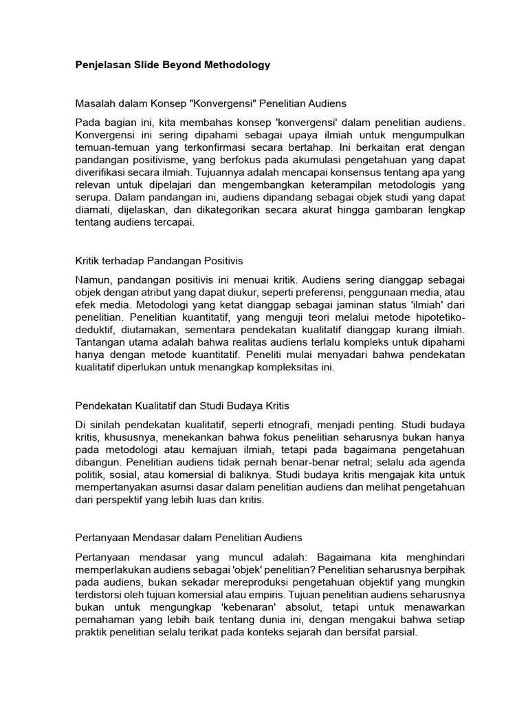 Script Audiens Part Beyond Methodology | PDF