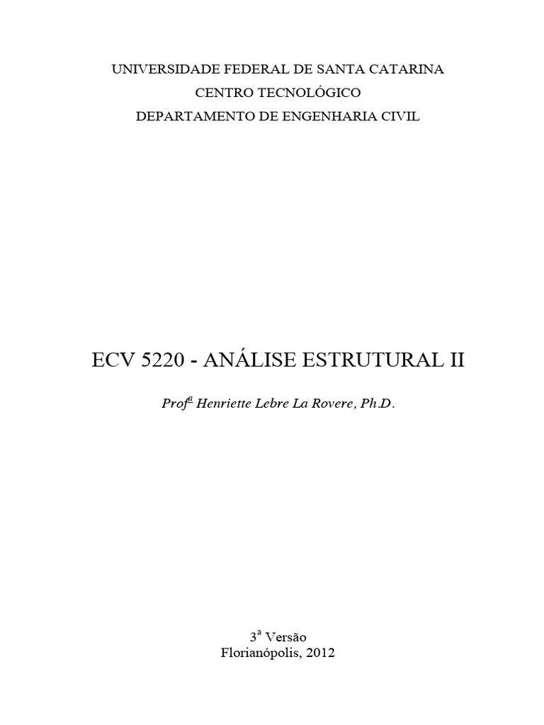 Apostila ANALISE ESTRUTURAL | PDF | Engenharia Estrutural | Análise estrutural