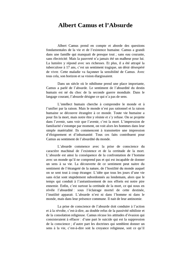 Albert Camus Et L'absurde | PDF