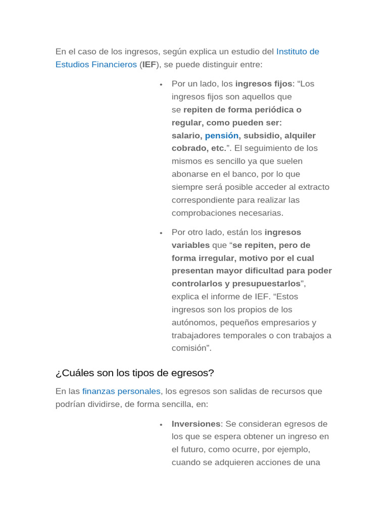 Tipos de ingresos y egresos financieros | PDF | Macroeconómica ...