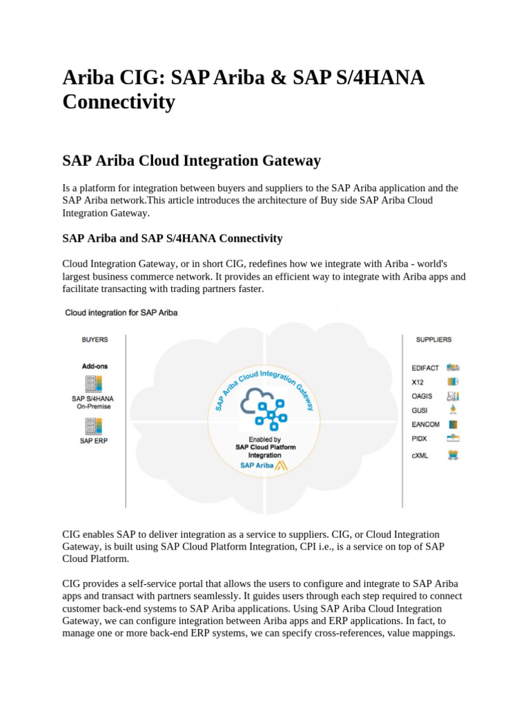SAP Ariba & SAP S4HANA Connectivity | PDF | Cloud Computing | Supply Chain