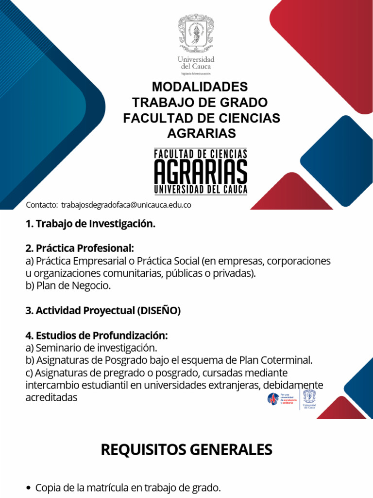 Modalidades Trabajos de Grado Faca | PDF | Plan de estudios
