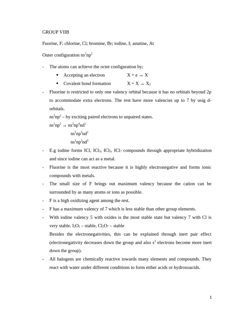 Iodine Valency and Compounds Explained | PDF | Valence (Chemistry) | Iodine