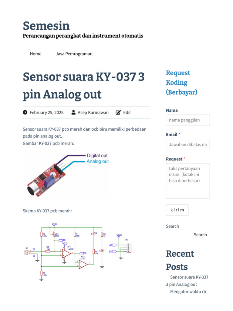 Sensor Suara KY-037 3 Pin Analog Out - Semesin | PDF