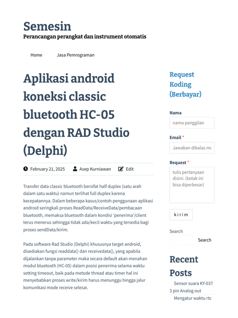 Aplikasi Android Koneksi Classic Bluetooth HC-05 Dengan RAD Studio (Delphi) - Semesin | PDF