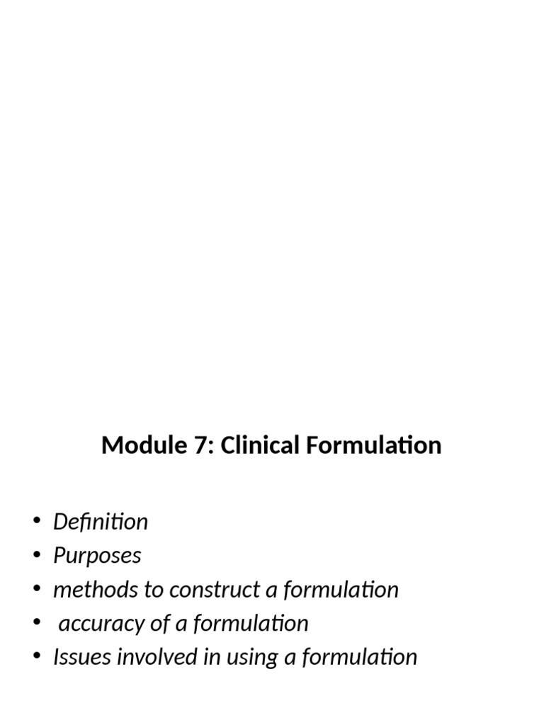 Clinical Formulation | PDF | Psychotherapy | Clinical Psychology