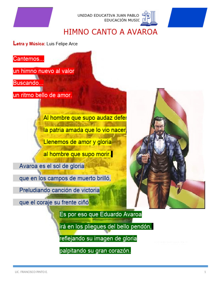 Himno Canto A Avaroa | PDF