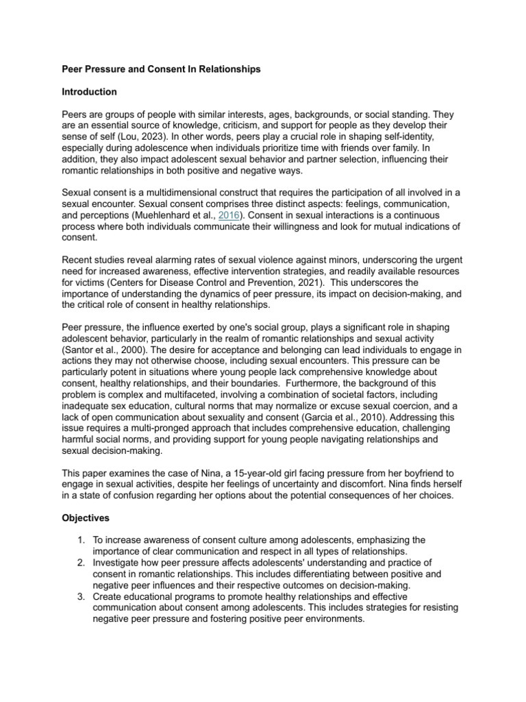 Peer Pressure and Consent in Relationships | PDF | Consent | Adolescence