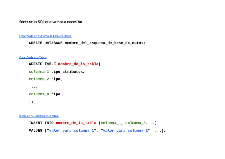 Sentencias SQL | PDF