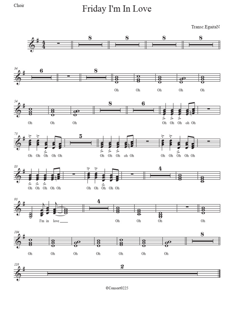 Friday I'm in Love - Voz y Coro - Choir | PDF
