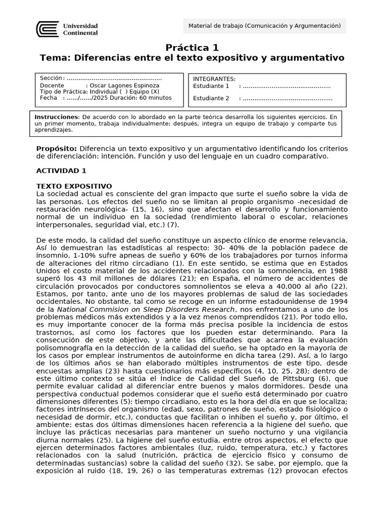 PRACTICA 1 Diferencias Entre Tex Ex y Arg | PDF | Dormir | Estrés (biología)