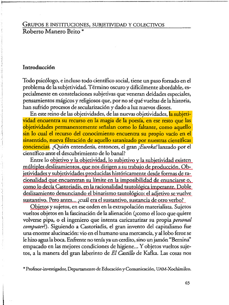 Subjetividad y Objetividad en Manero | PDF | Asunto (gramática) | Verbo
