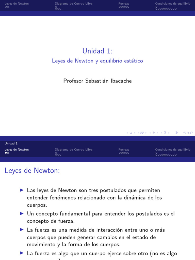 Unidad 1.4 Leyes de Newton y Equilibrio Estático | PDF | Fuerza | Las leyes del movimiento de Newton