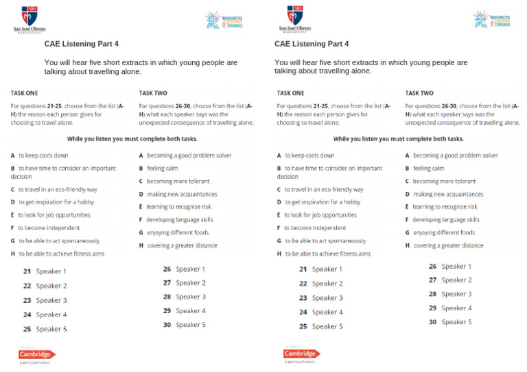 V CAE Listening Part 4 Practice | PDF