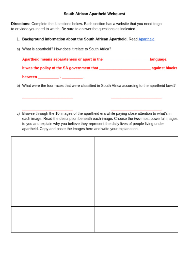 South African Apartheid Webquest | PDF | Apartheid | Nelson Mandela
