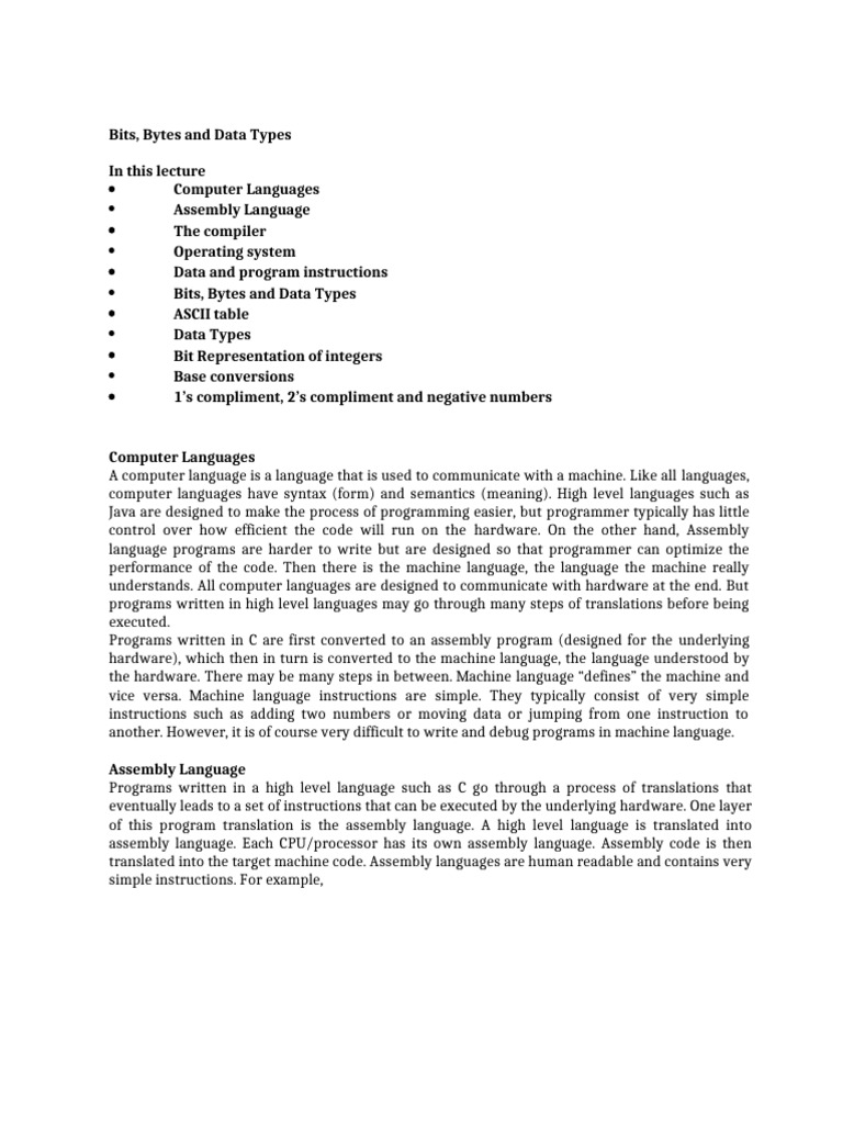 4. Bits Bytes and Data Types | PDF | Integer (Computer Science) | Byte