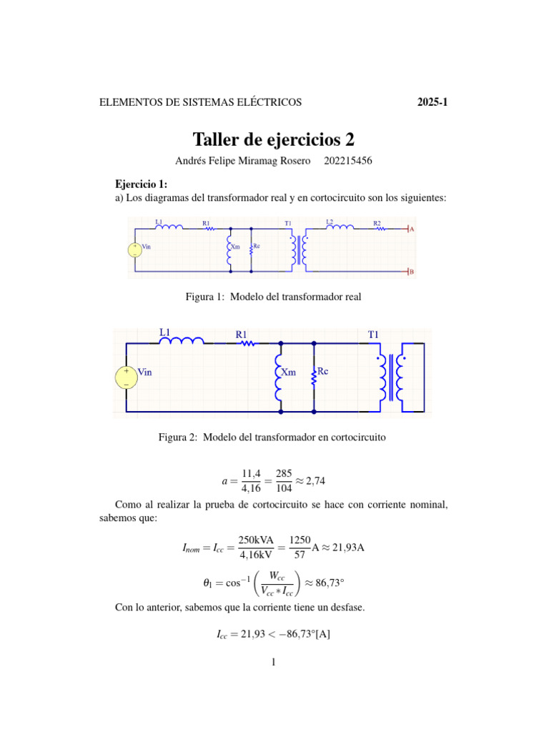 Taller Ejercicios 2 Elem | PDF | Ingenieria Eléctrica | Electricidad