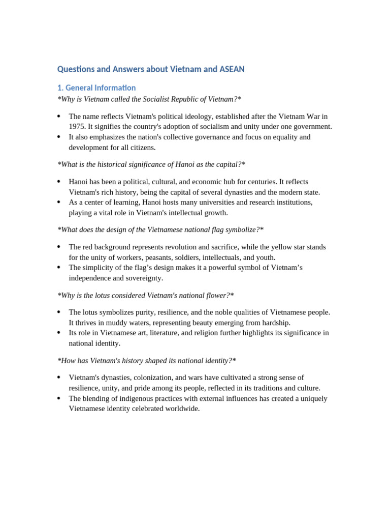 Vietnam ASEAN Questions | PDF
