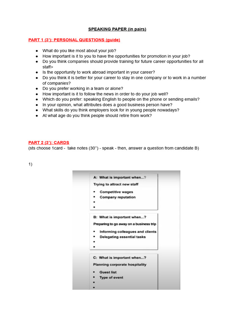 Speaking Paper | PDF