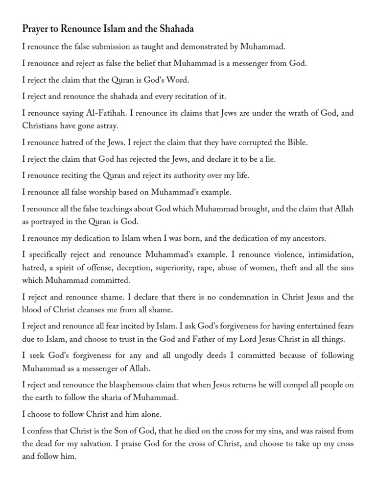 Prayer to Renounce Islam and Embrace Christ | PDF