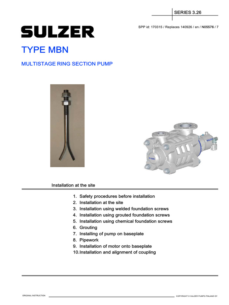 MBN Installation Manual | PDF | Pump | Gases