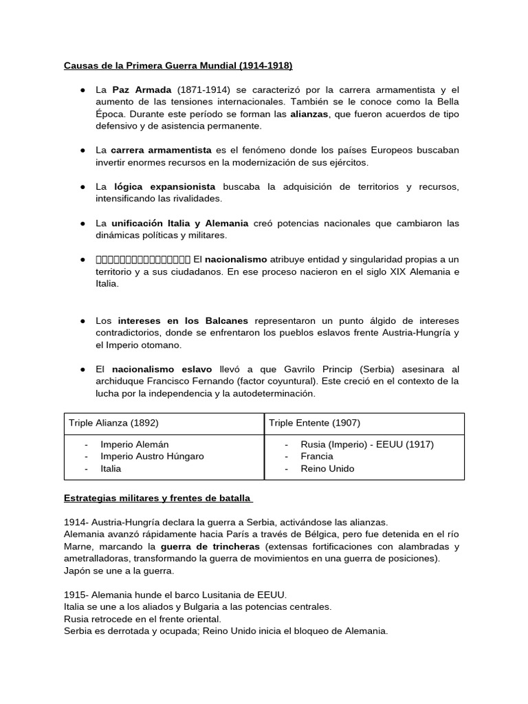 Estrategias militares en la Primera Guerra Mundial | PDF | Primera ...