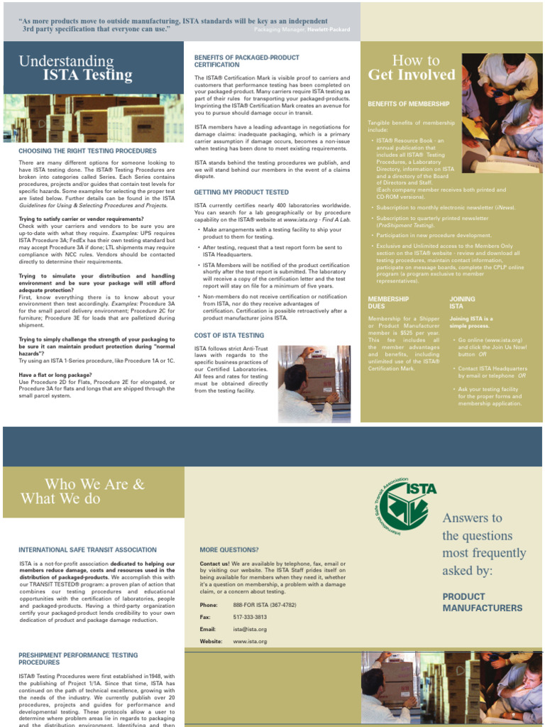 ISTA FAQ For Product MFG | PDF
