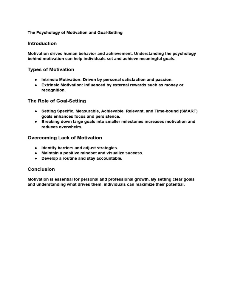 Motivation and Goal-Setting Strategies | PDF