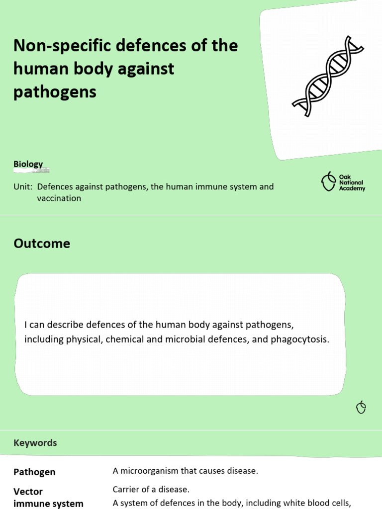 Non-Specific Defences Against Pathogens | PDF | Phagocyte | Mucus