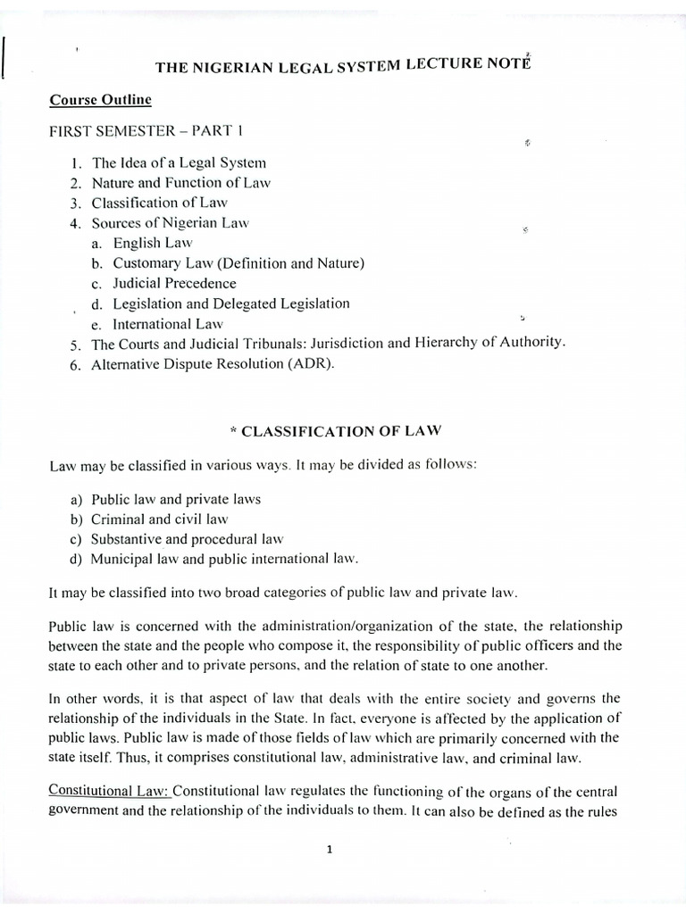 DR Ossai Classification of Law Nigerian Legal System | PDF