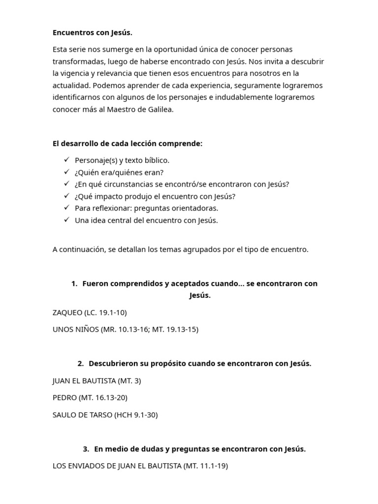 Serie Encuentros con Jesús | PDF | Jesús | Contenido bíblico
