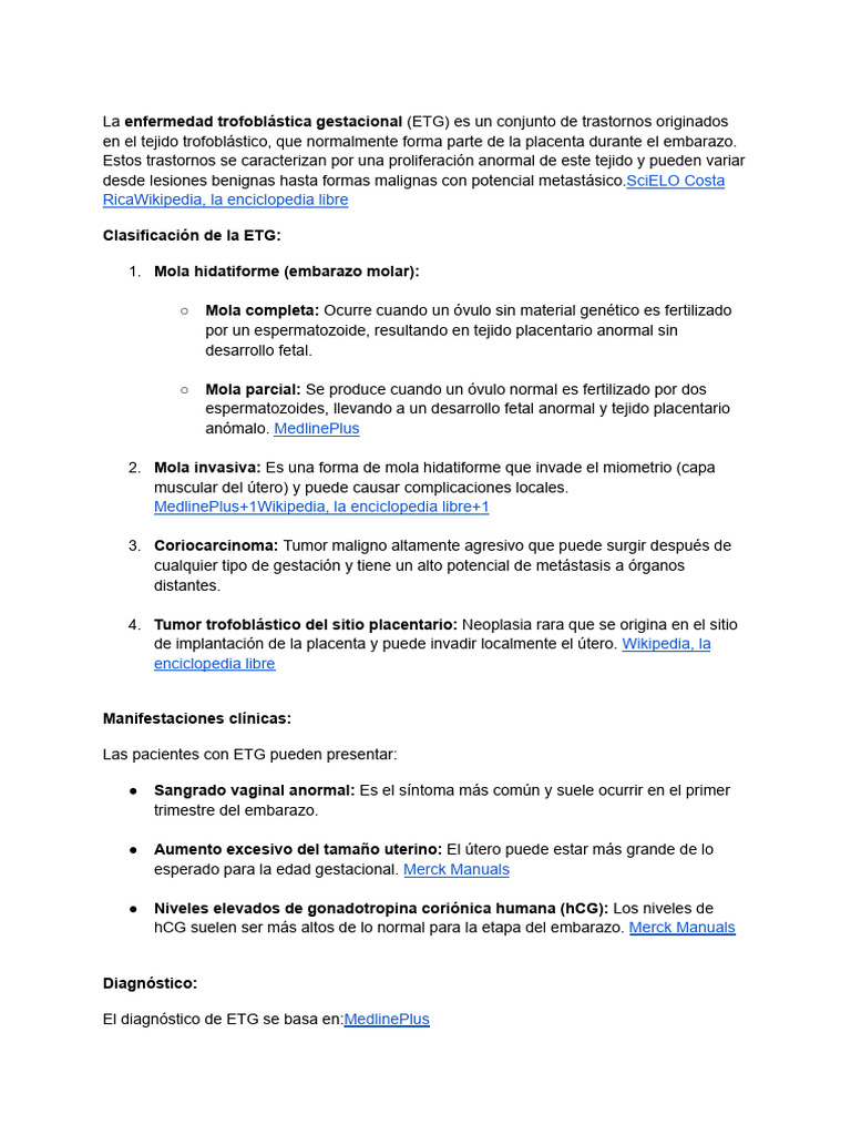 Enfermedad Trofoblástica Gestacional (ETG) Barazo | PDF | El embarazo ...