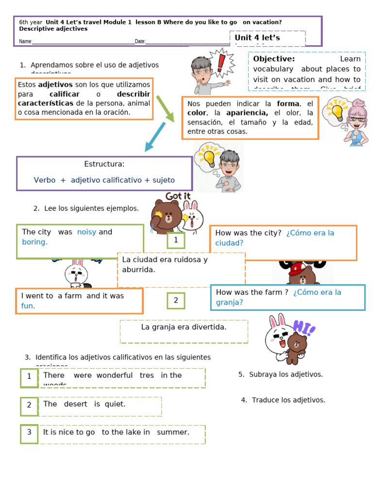 6th Year Unit 4 Let?s Trave L Module 1 Lesson B Where Do You Like To Go ...